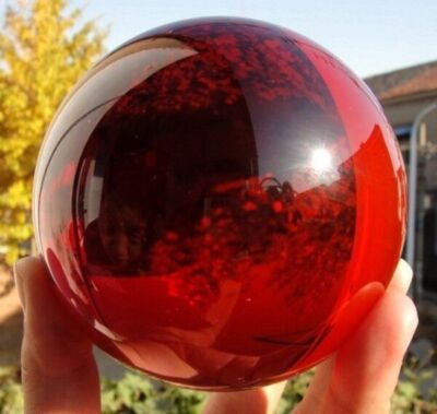 80mm + Stand Asian Rare Natural Quartz red Magic Crystal Healing Ball ...