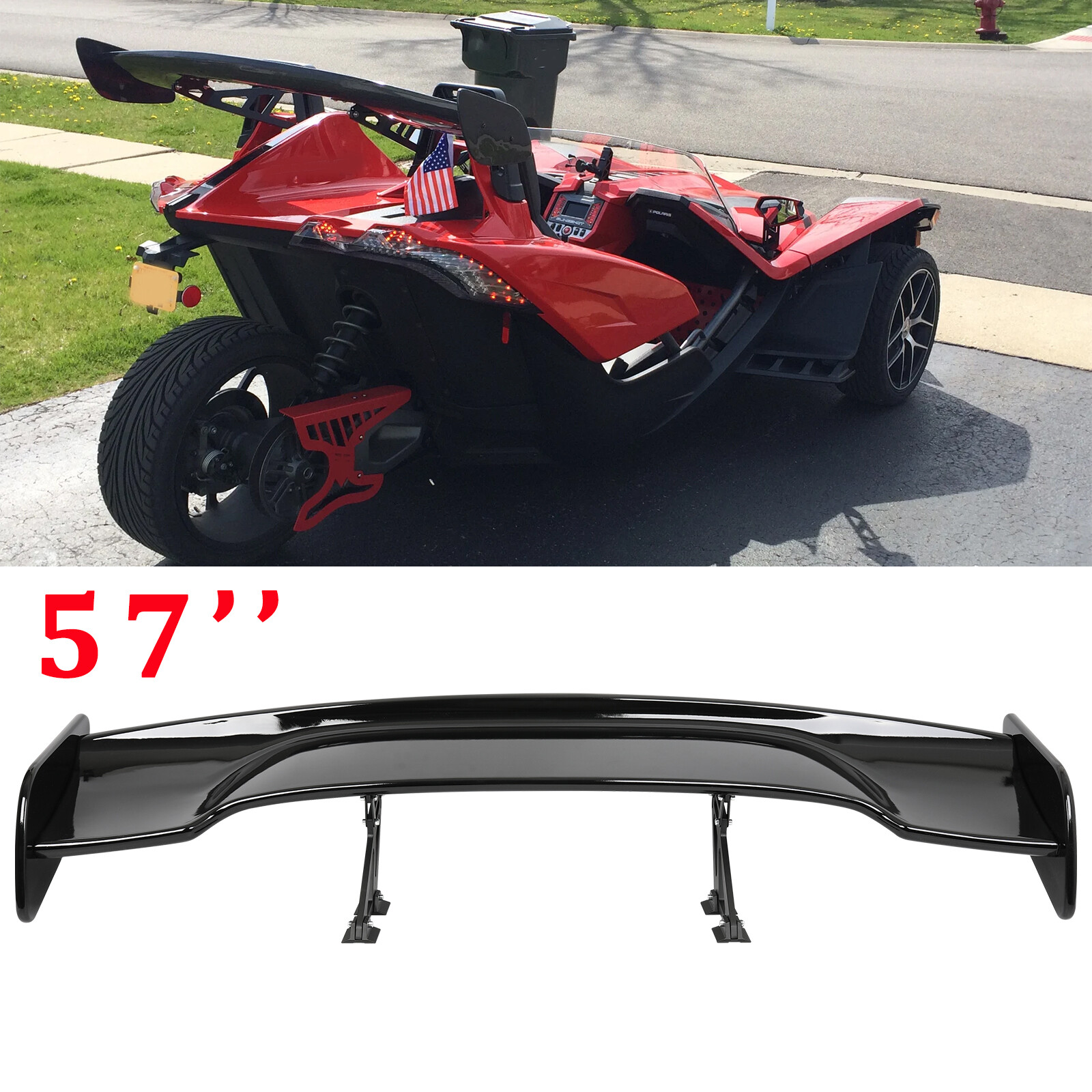 For Polaris Slingshot 57" Rear Trunk Spoiler Racing GT-Style Wing Gloss ...