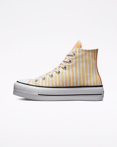 Converse Mango Curry Yellow Orange Striped Chuck Taylor Hi Top Platform ...