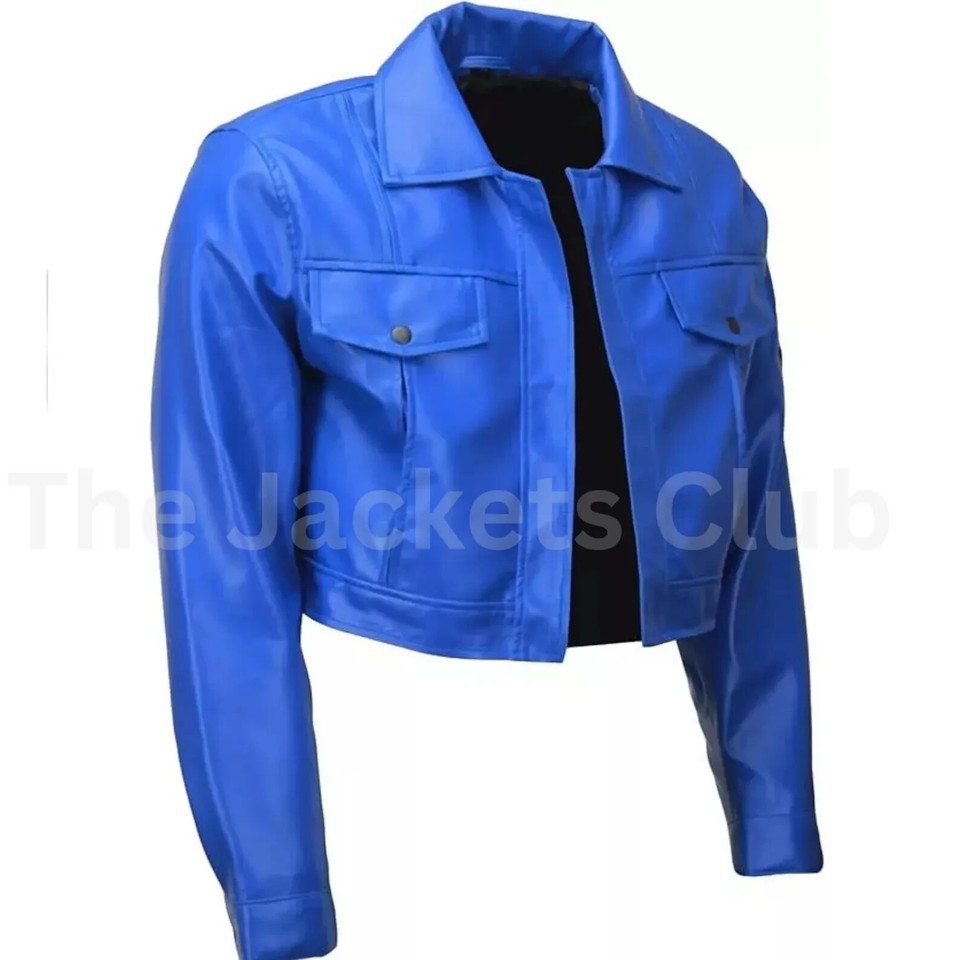 Future Trunks Capsule Corp Blue Leather Crop Jacket Cosplay Costume ...