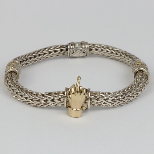 John Hardy Sterling Silver, 18k Gold Women's "Middle Finger" Bracelet 7 ...