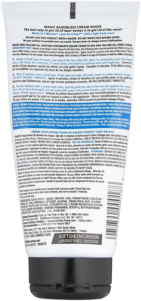 SoftSheen-Carson Magic Razorless Cream Shave, Light Fresh Scent, 6 oz ...