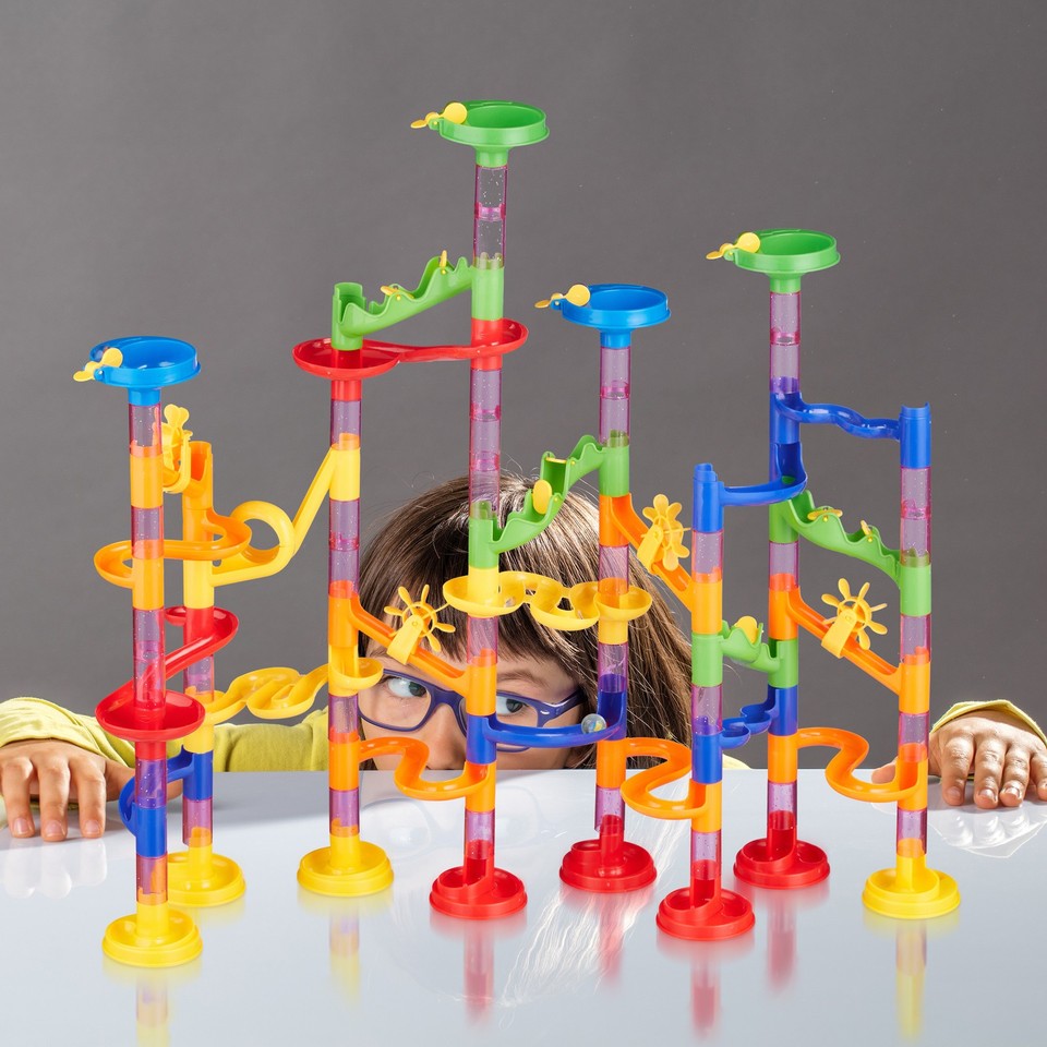 Marble run Colourful Building Set 120 pieces 45 marbles Marble Track ...