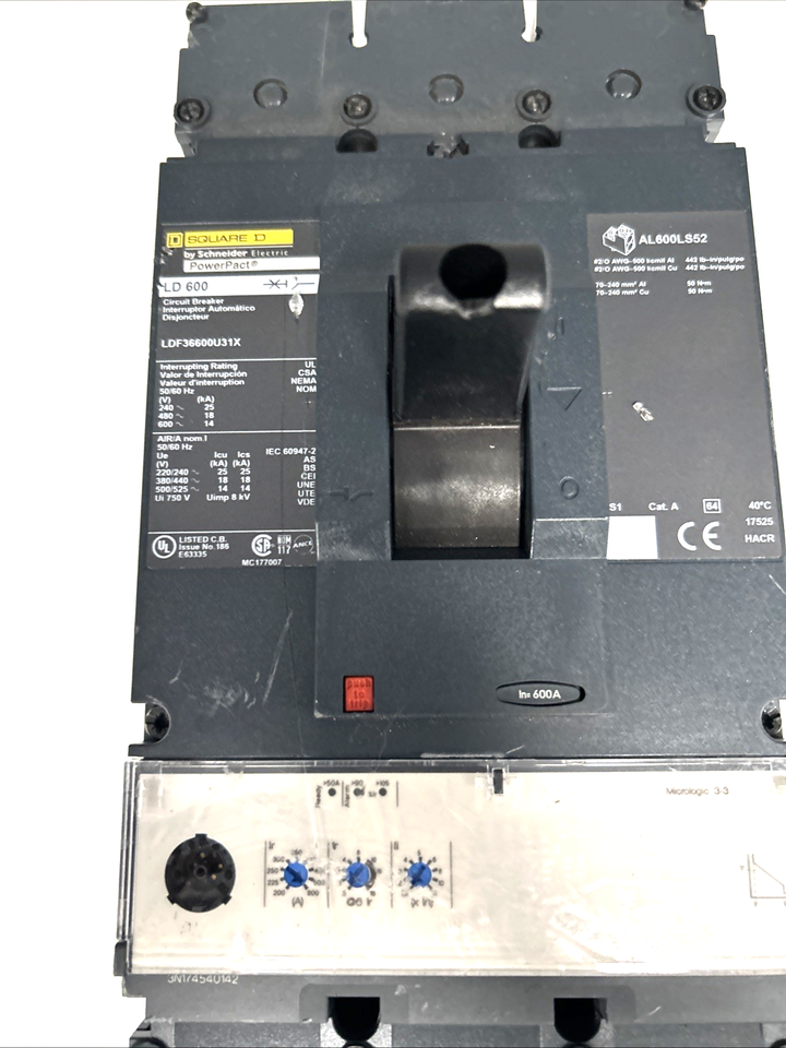 Square D PowerPact L Frame Circuit Breaker — Part # LDF36600U31X — 600A ...