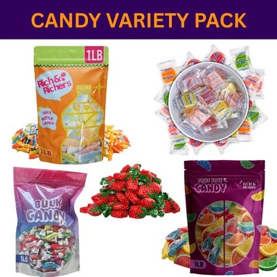 5 LB Candy Variety Pack – Wax Bottles, Fruit Slices, Sunkist, bonbons ...