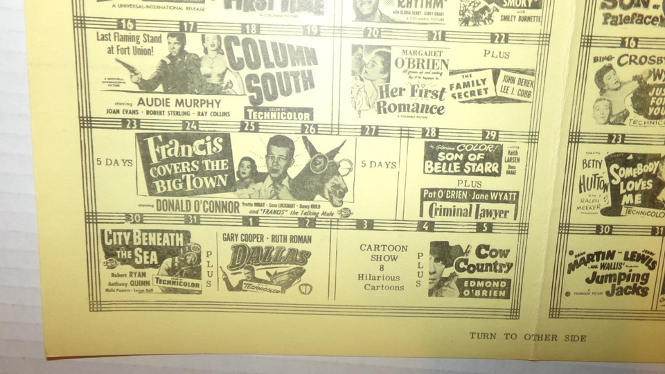 Clay Center Kansas Drive In 1950'S Movie Flyer JANE RUSSELL BABE RUTH ...