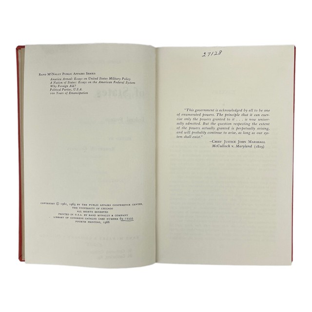A Nation of States : Essays on the American Federal System by Morton ...