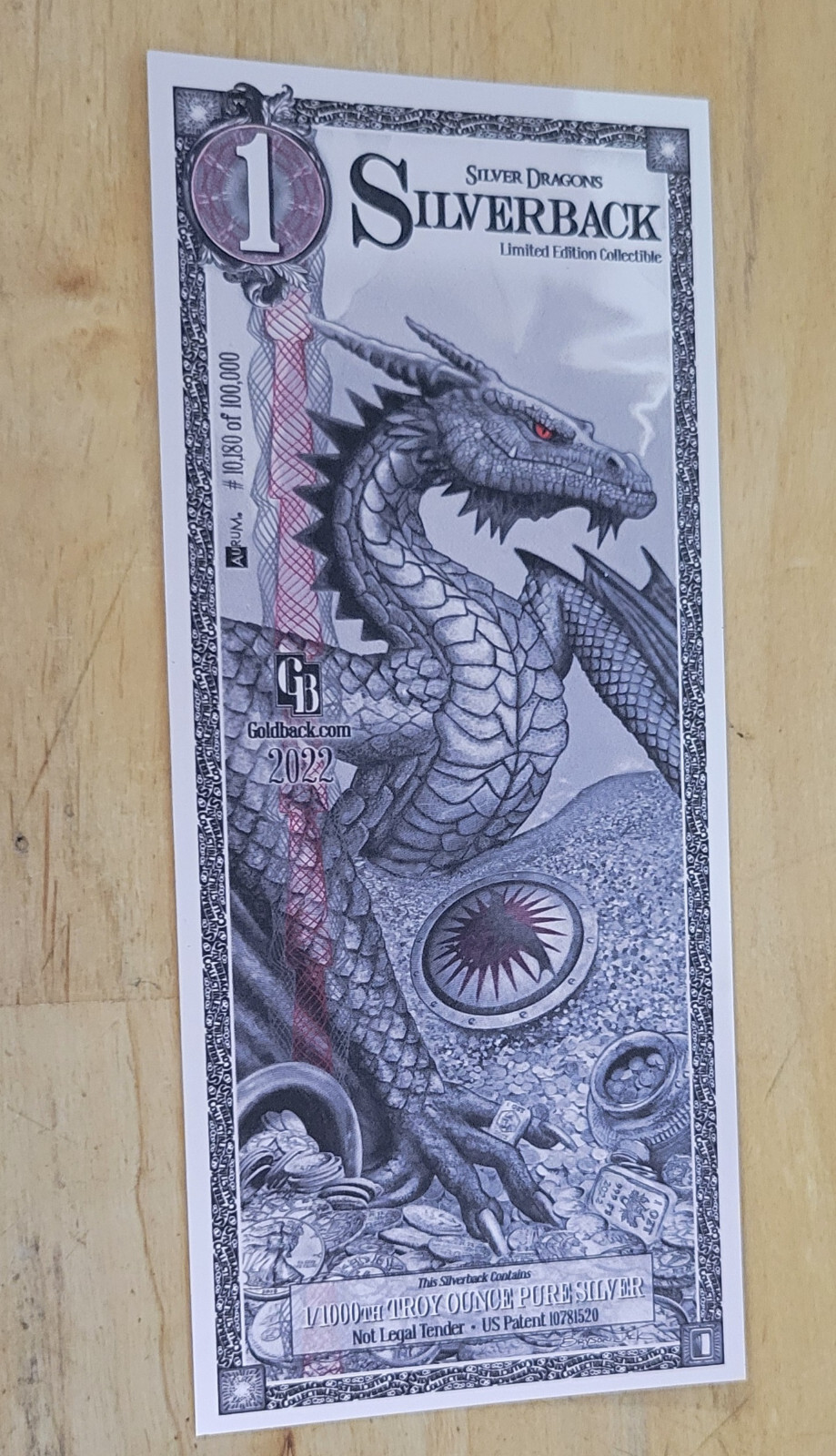 1 Silver Dragon Silverback Currency Limited-Edition .999 Note Foil IN SLEEVE | eBay