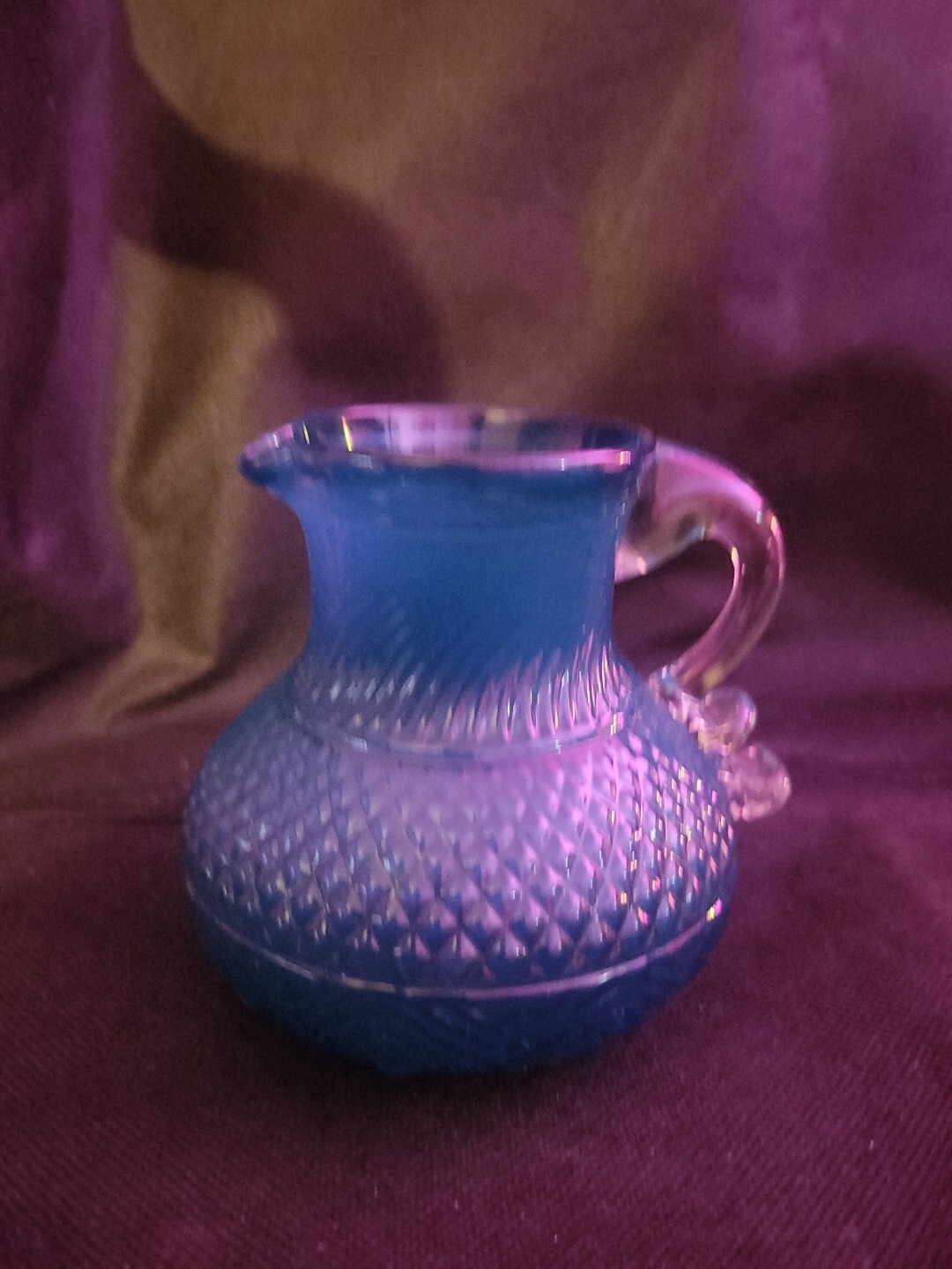 Cobalt Blue Pilgrim Glass mini pitcher. 5 X 4.5, 4" Unmarked | eBay