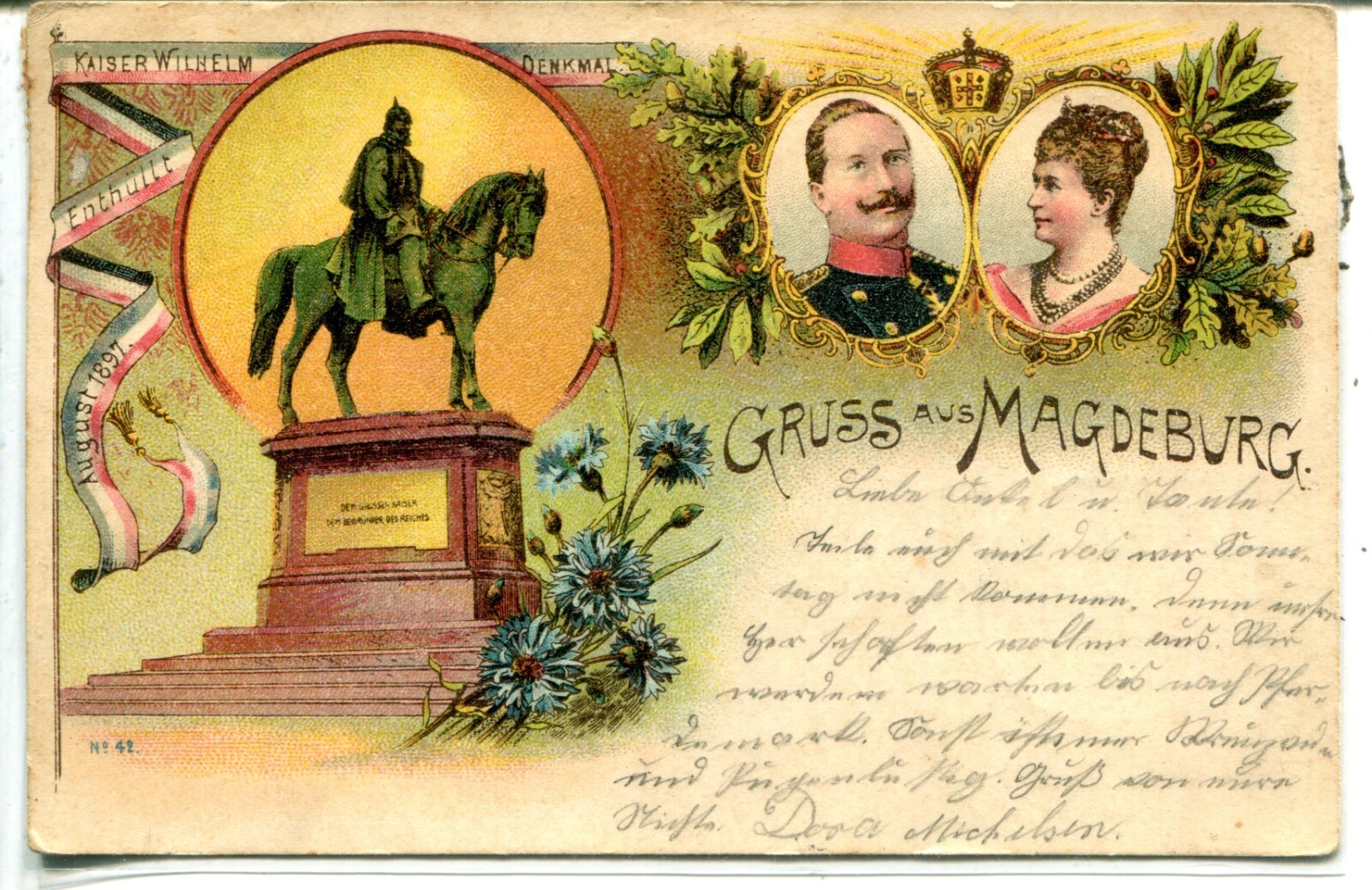 Germany AK Magdeburg Kaiser Wilhelm Denkmal Erection August 1897 Royal ...