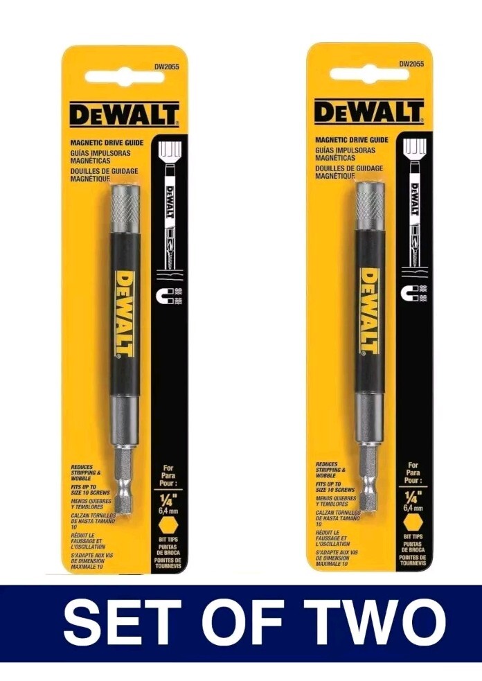 Lot OF 2 DeWalt DW2055 1/4" x 6" Magnetic Bit Tip Holder w/Sleeve ...