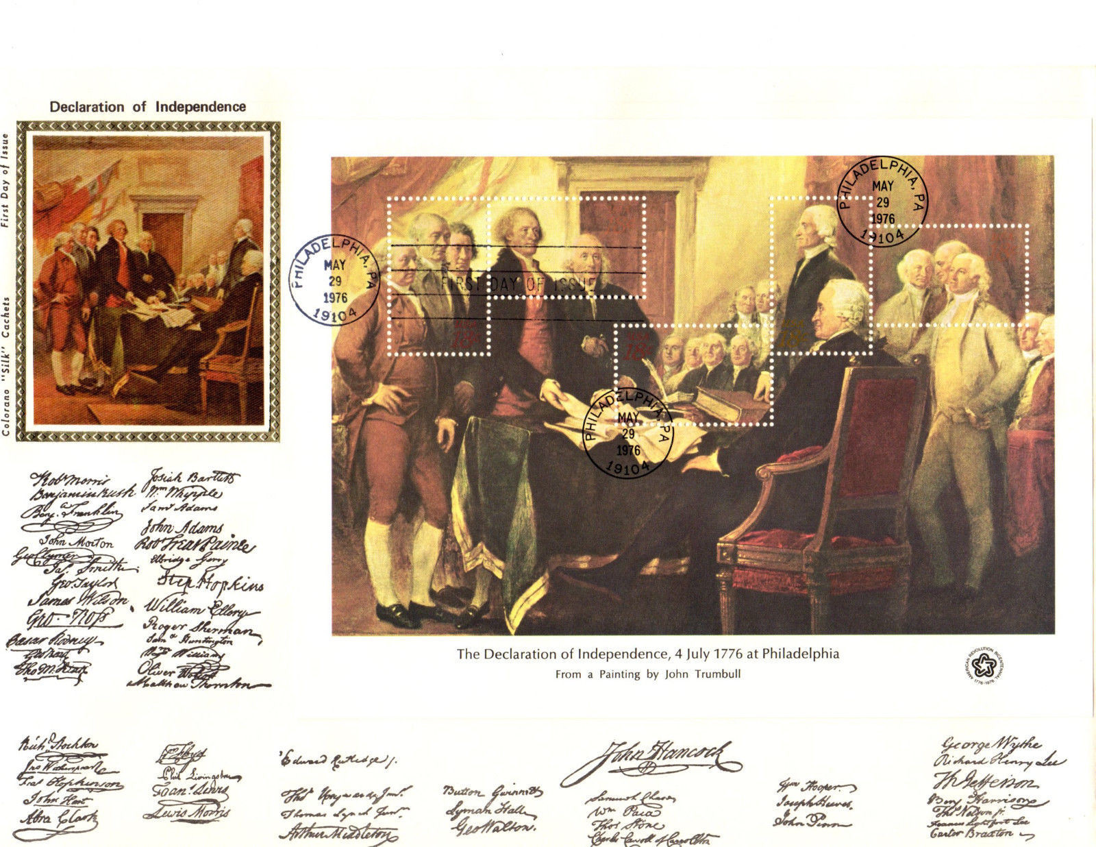 SCOTT # 1686-1689 Bicentennial Souvenir Envelopes U.S. Colorano Silk ...
