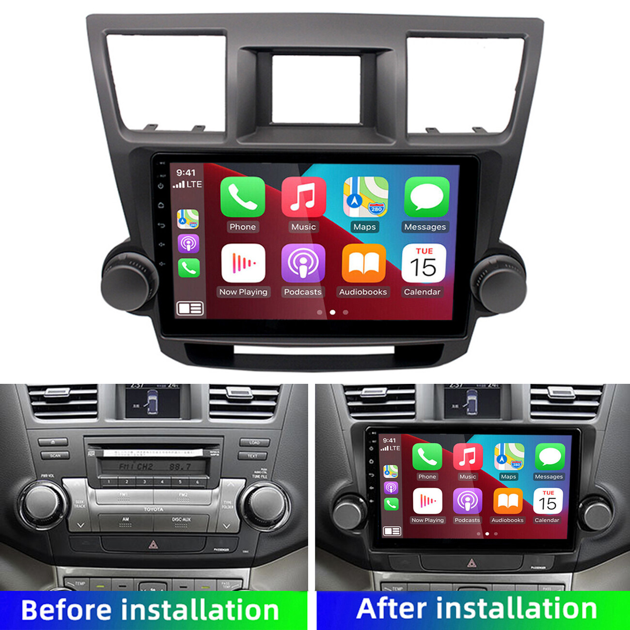For 2008-2012 Toyota Highlander Apple Carplay Car Radio Android 12 GPS JBL 2+32G | eBay