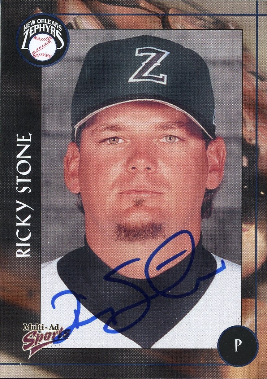 2001 New Orleans Zephyrs RICKY STONE Signed Card autograph AUTO DODGERS ...