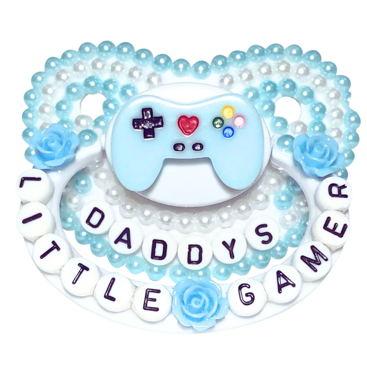 Baby Bear Pacis Adult Pacifier "Daddy's Little Gamer" Blue Game ...