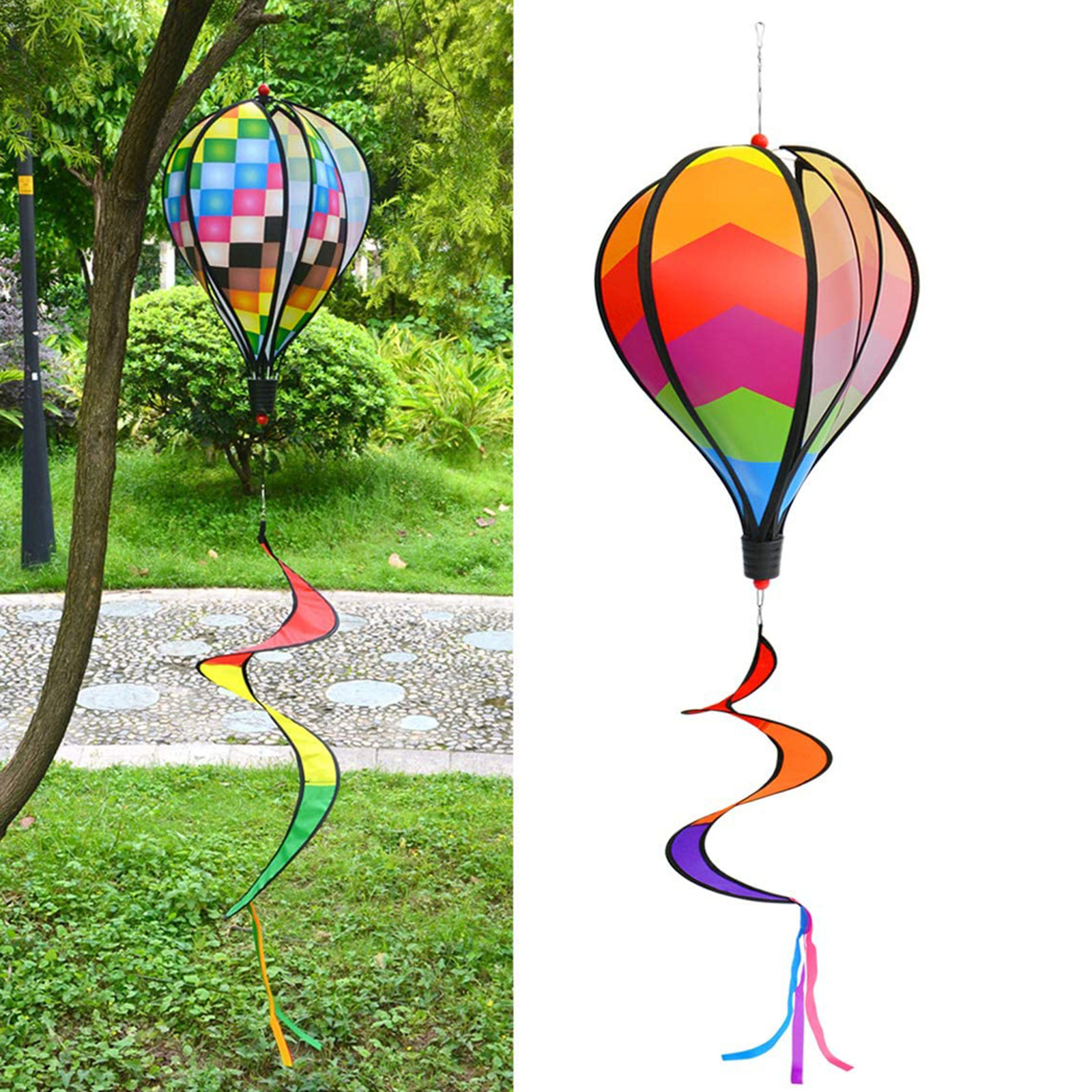 Hot Air Balloon Wind Spinner Rainbow Pinwheel Windsocks Spiral Windmill ...