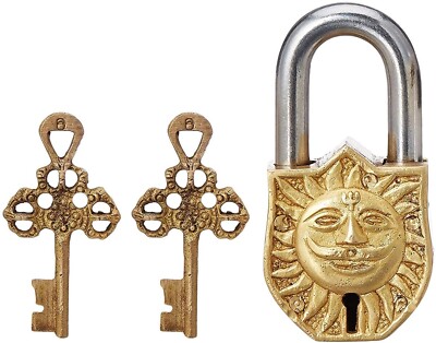 Door Lock Padlock with Surya/ Sooraj Dev Sun God Engraving with 2 keys ...