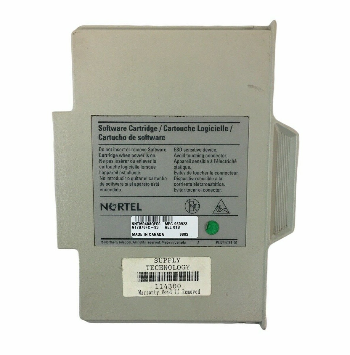 Nortel Northern Telecom NT7B78FC-93 Software Cartridge Release 01B ...