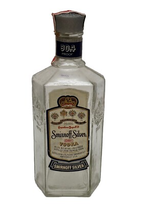 Vintage Smirnoff Dry Silver Vodka Numb 27 Glass Bottle 90.4 Proof Empty ...