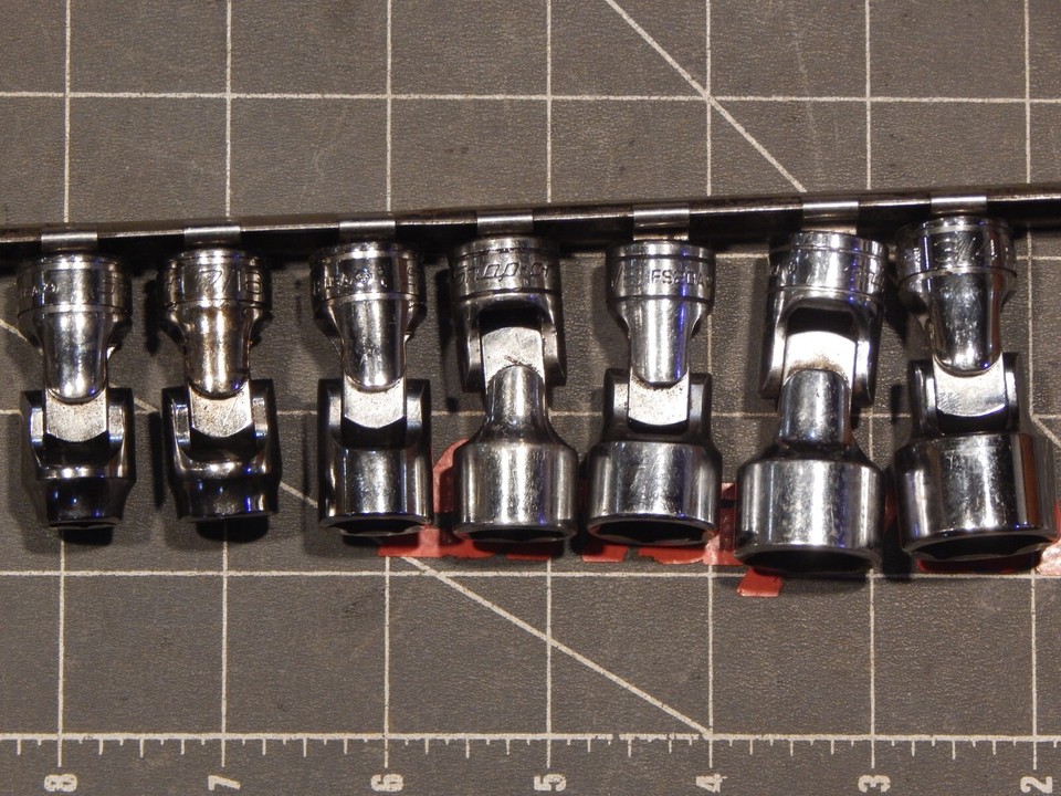 Snap On 7Pc SAE 3/8" Drive Universal Swivel Socket Set 3/8" 3/4" 6Pt Dr ...