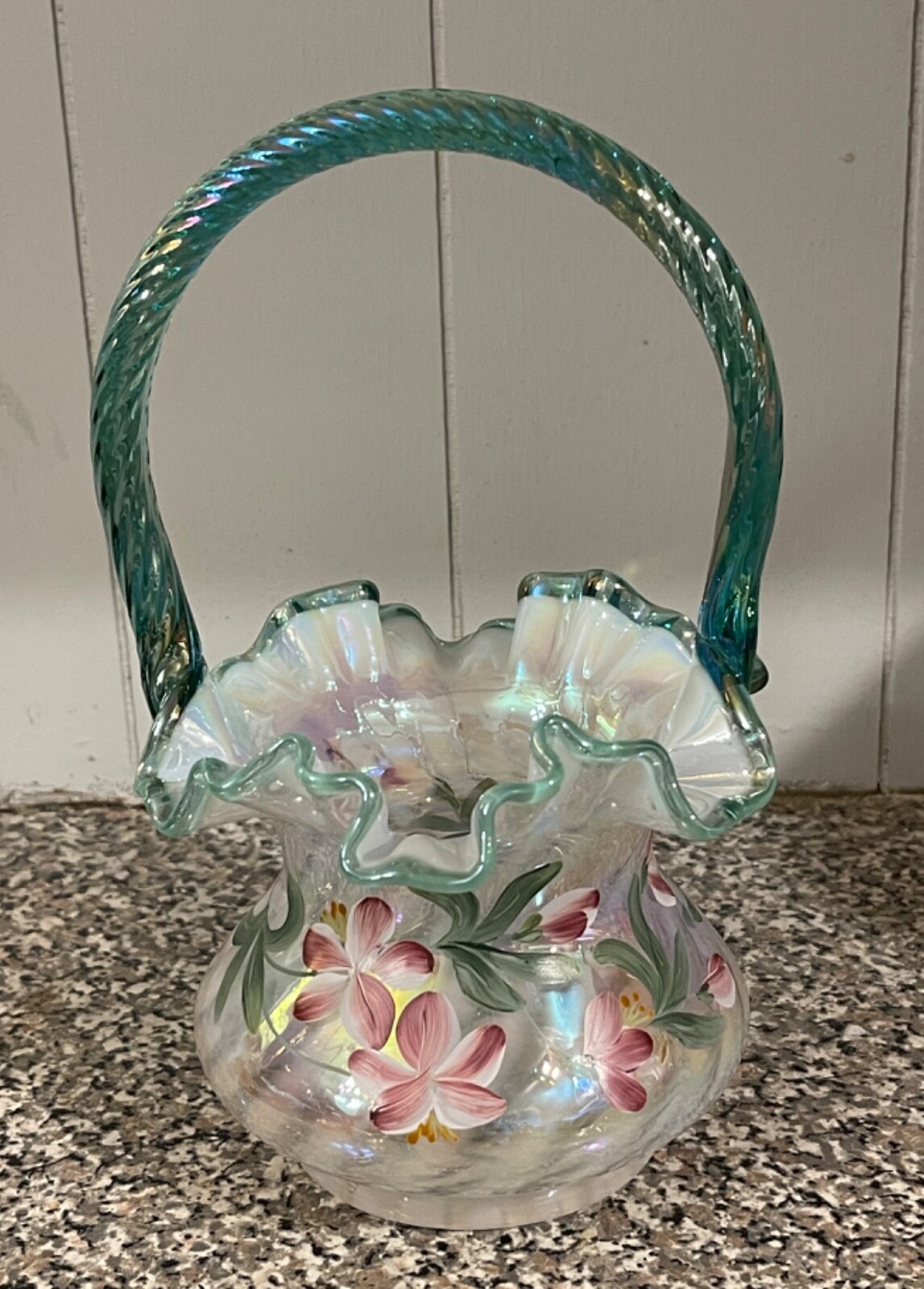 Fenton Azalea Spiral Optic Basket 90th Anniversary QVC C16815 Fenton ...