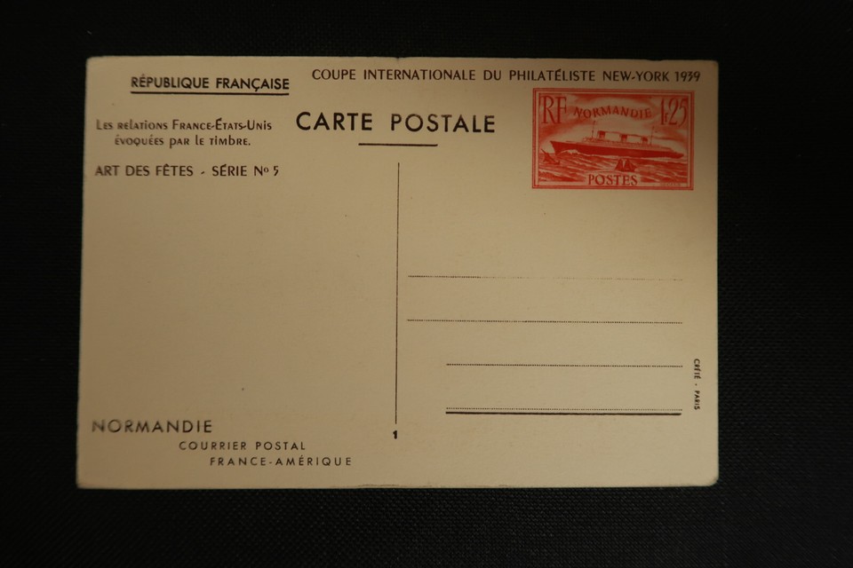 SS Normandie Normandy Postcard Steamship In Harbor with Cityscape Image ...