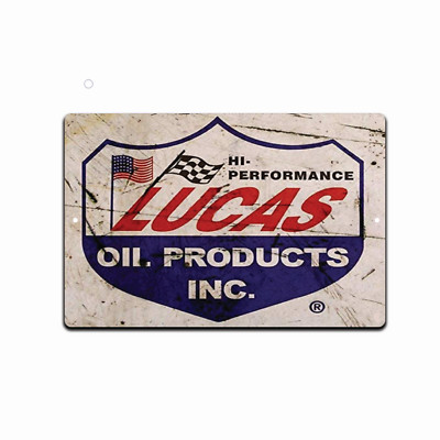 TIN SIGN Retro Aged Lucas Oil Gas Rustic Gas Station Metal Sign Décor ...