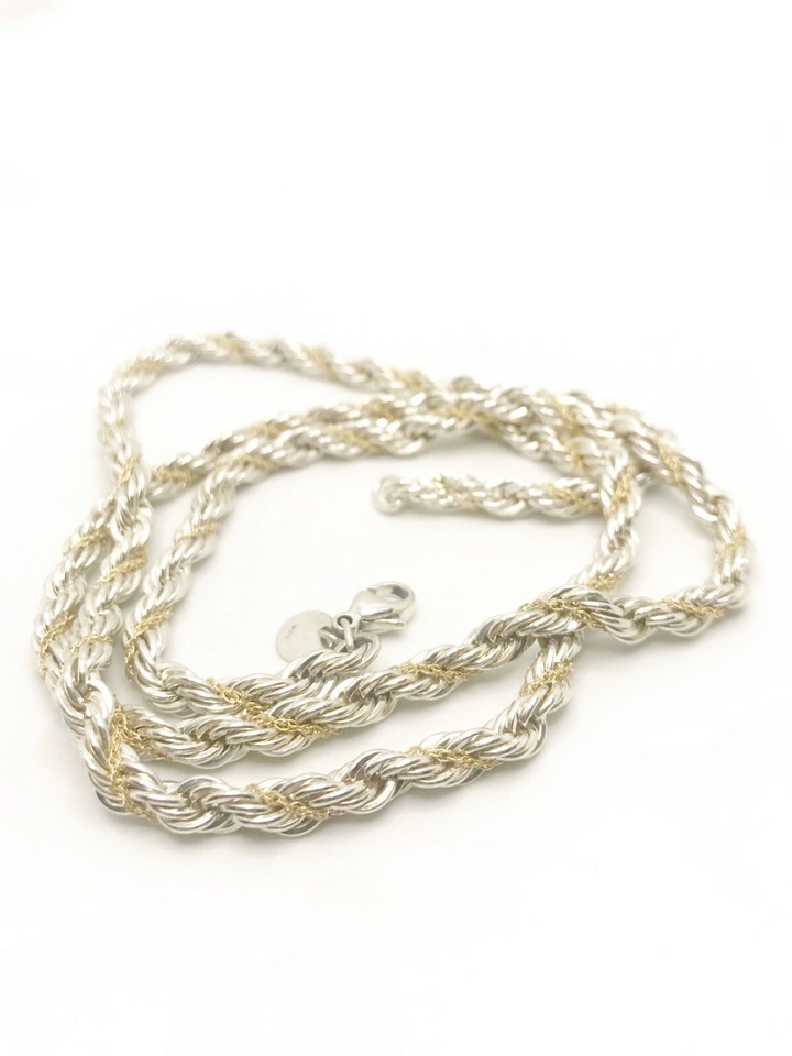 Tiffany & Co. 18KYG & SS Twist Rope Chain Necklace 18" | eBay