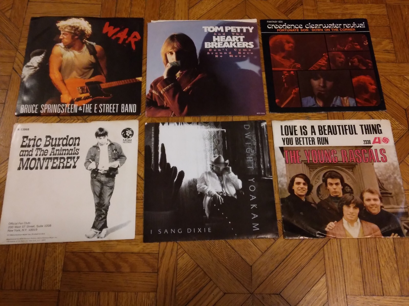 (6) 45 rpm 7" Picture Sleeve Eric Burdon, Bruce, Tom Petty, CCR ...