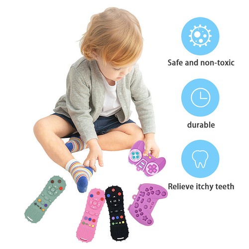 Baby Teether TV Remote Control Shape Silicone Teether Sensory ...