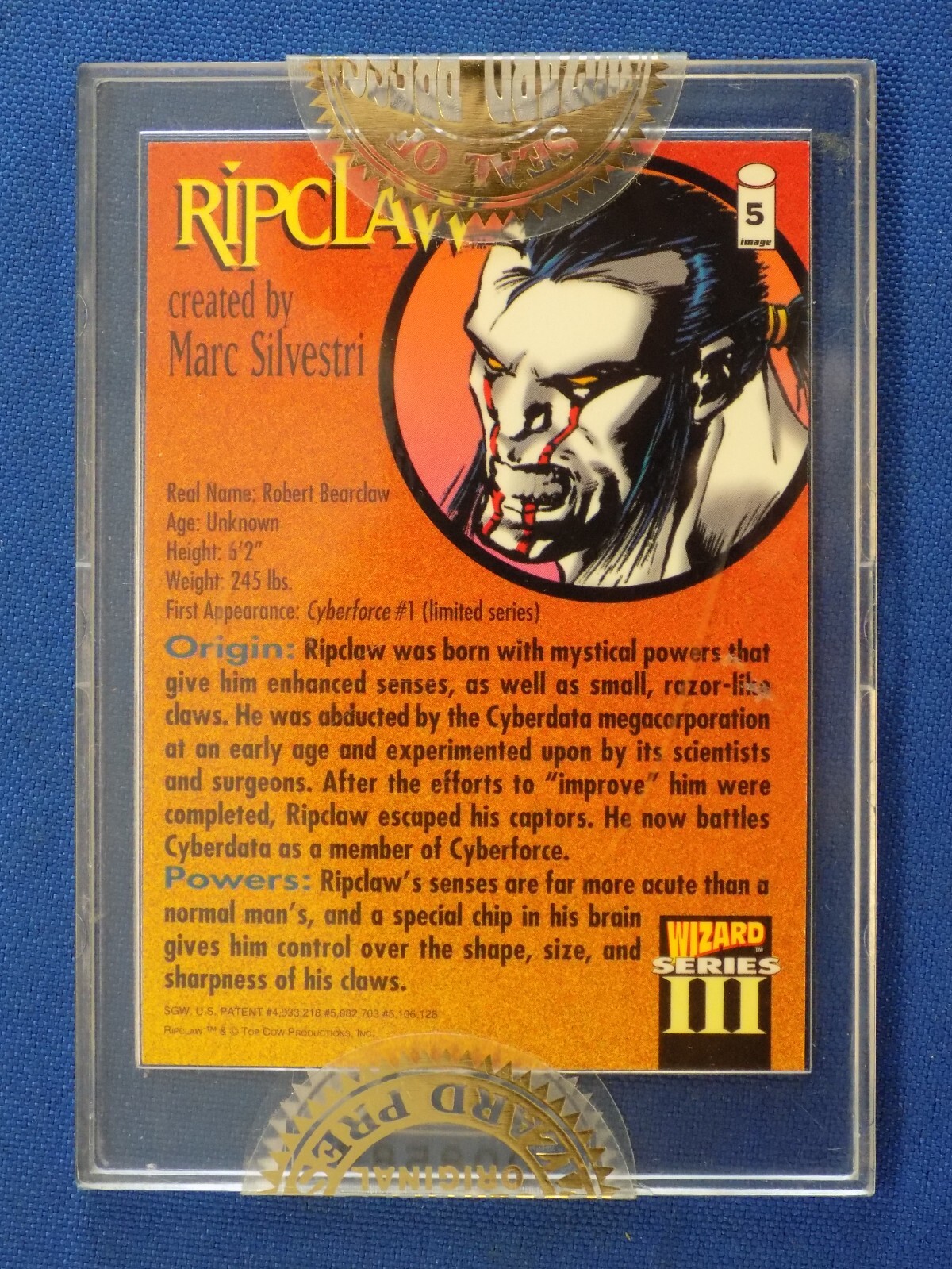 Wizard Press Series III Ripclaw Chromium Promo Card w/ COA Sealed Hard ...