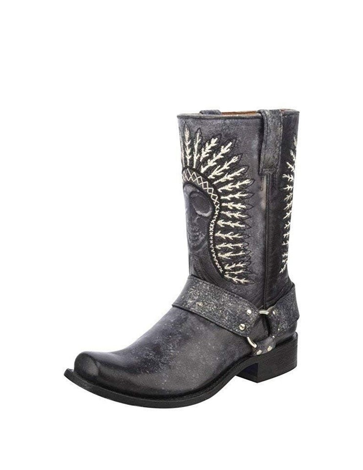 CORRAL Men's Shaded Skull Harness Cowboy Boot Square Toe - A3097 | eBay