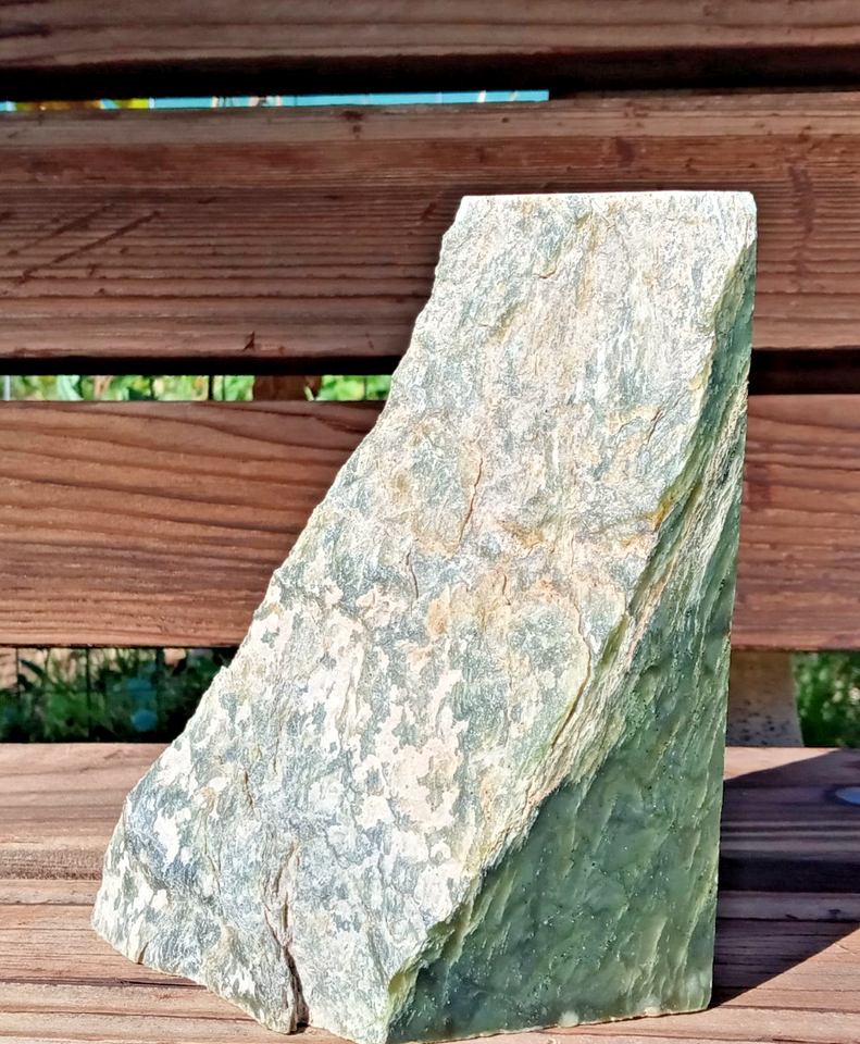 Natural Green Jade Cut Slab – 6.5” Rough Stone for Lapidary or Display ...