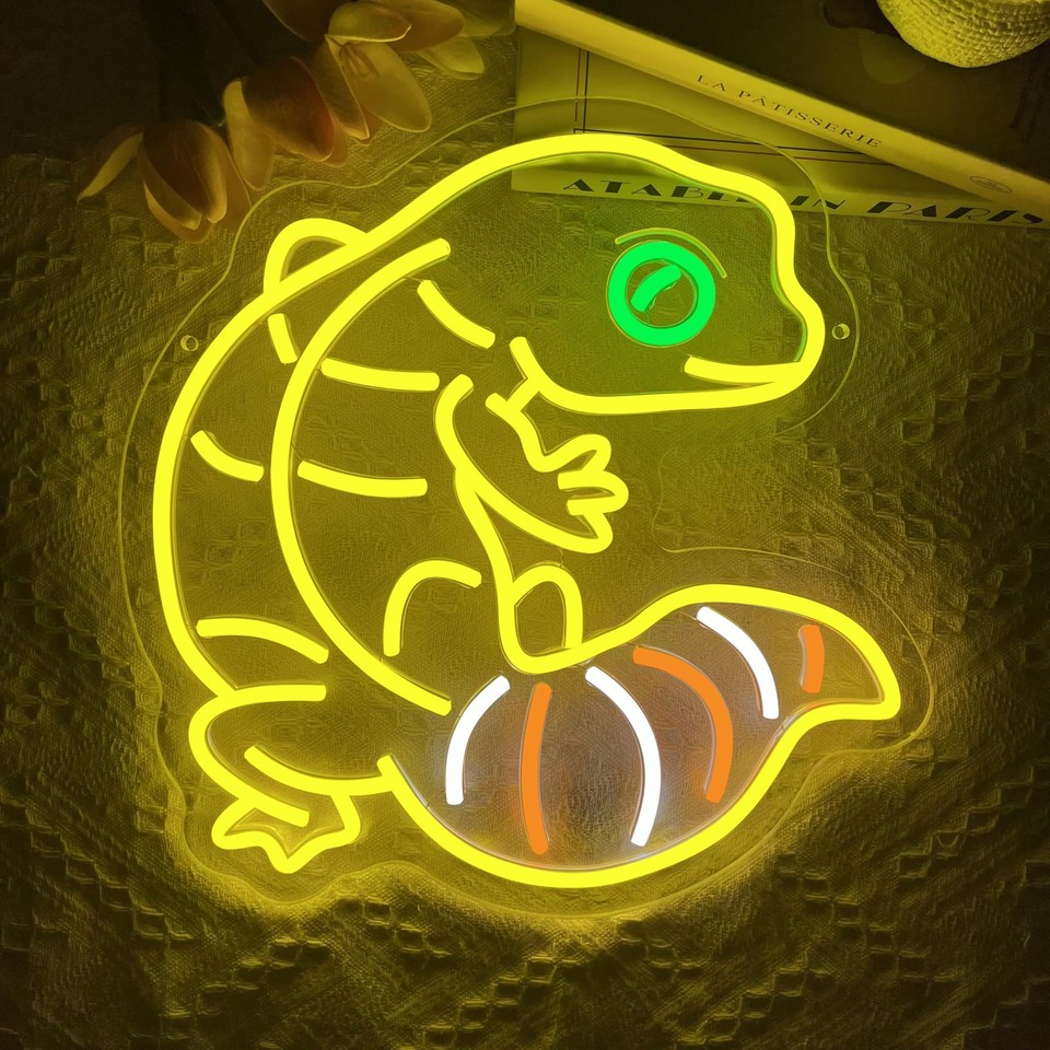 Leopard Gecko Neon Sign, Dimmable Reptile Neon Light Sign for Wall ...