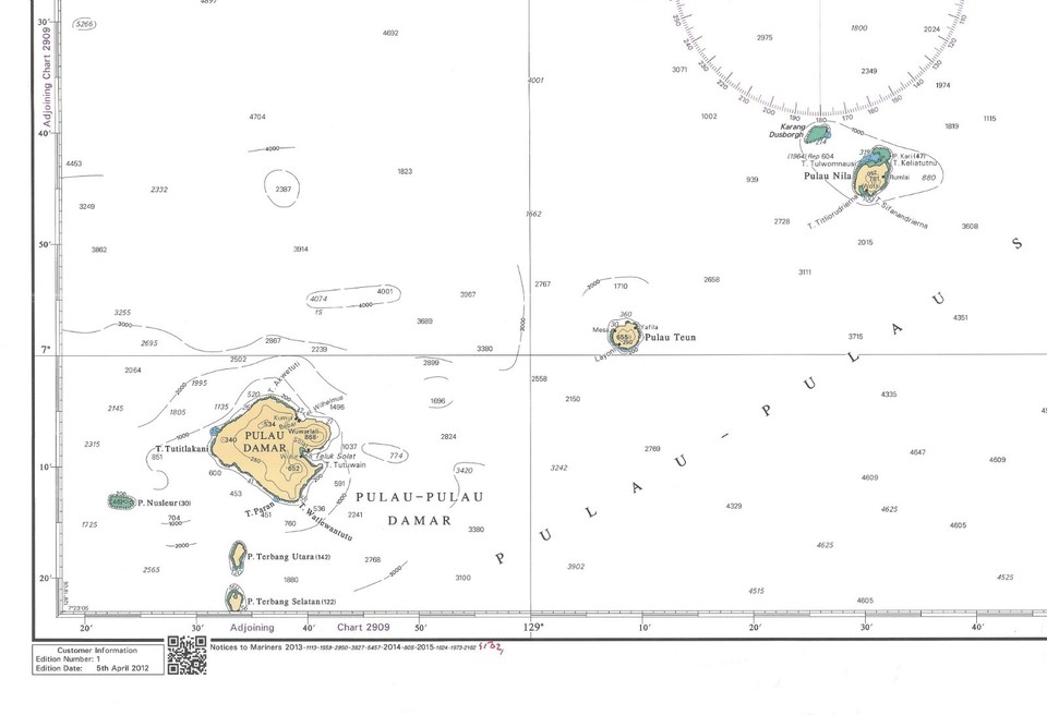 2992 Pulau Kaitanimbar To Damar Indonesia Chart Map Maritime Nautical ...