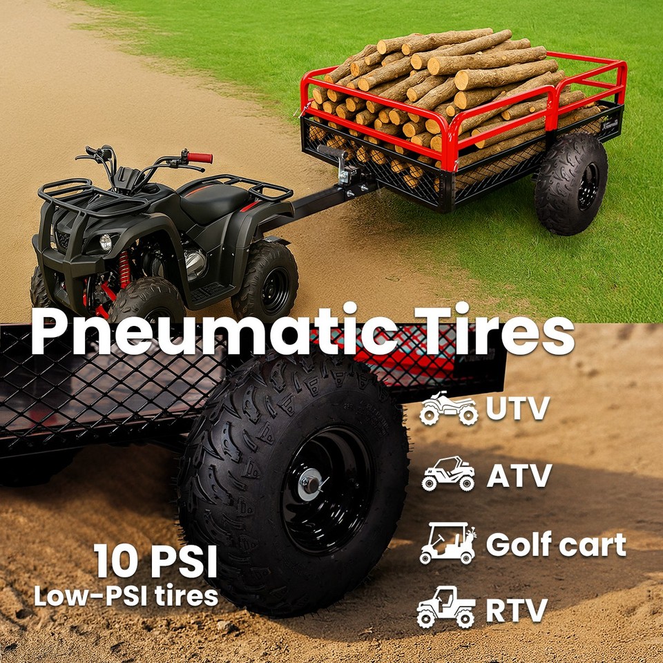 XtremepowerUS 1500lbs Tow Behind Dump Cart ATV UTV, Pull Trailer Mower ...