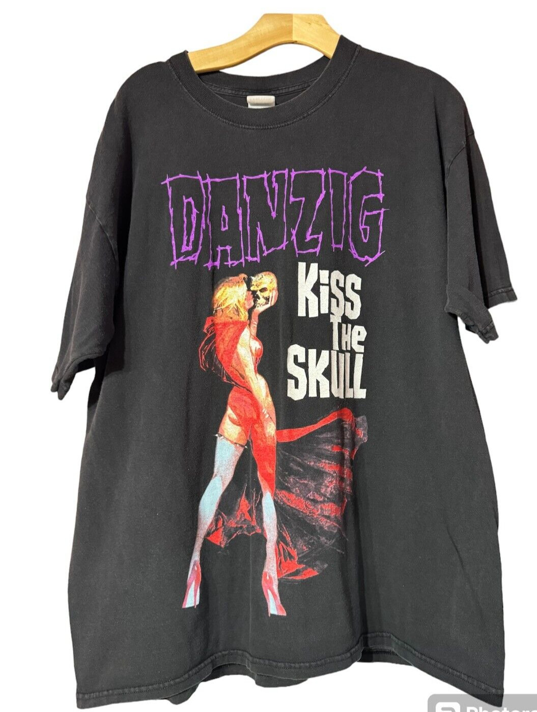 Danzig Kiss The Skull Band Tour T Shirt Rare 2002 Bla… - Gem