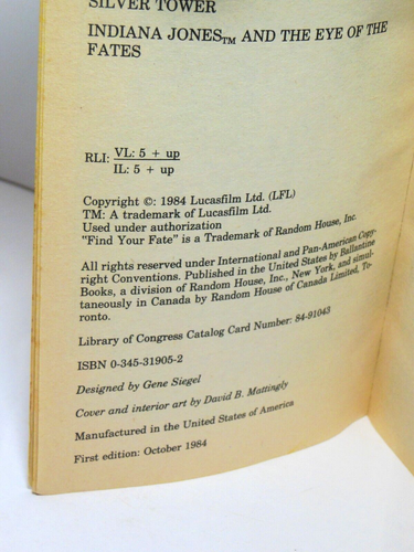 Indiana Jones and the Cup of the Vampire 1984 FIRST EDITION Andrew ...