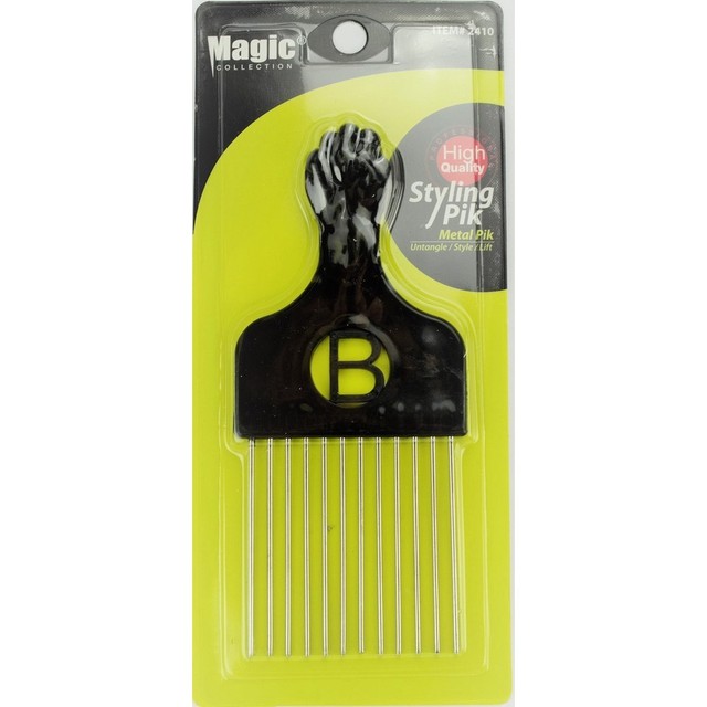 Pro Grade Magic High Quality Hair Pick Afro Fist Styling Pik Metal 6.65 ...