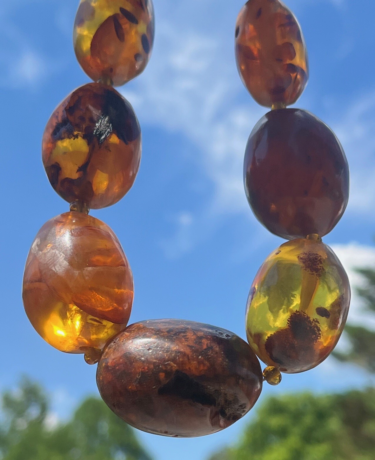 VINTAGE OLD AMBER 32" GRADUATED BEAD NECKLACE 218 GRA… - Gem