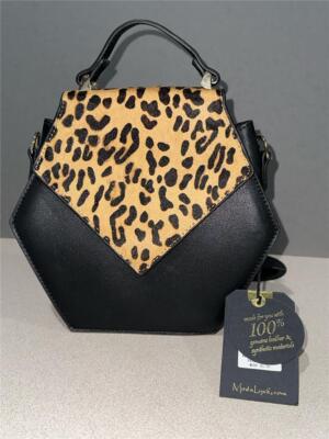Modal Luxe Octagonal Black Leather Leopard Vixen Bag Purse NWT | eBay