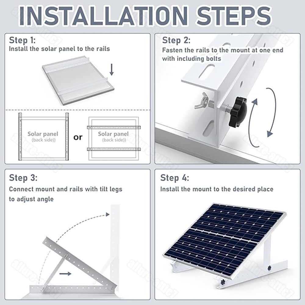 Solar Panel RV Tilt Mount Brackets Kit System Roof Flat Surface ...