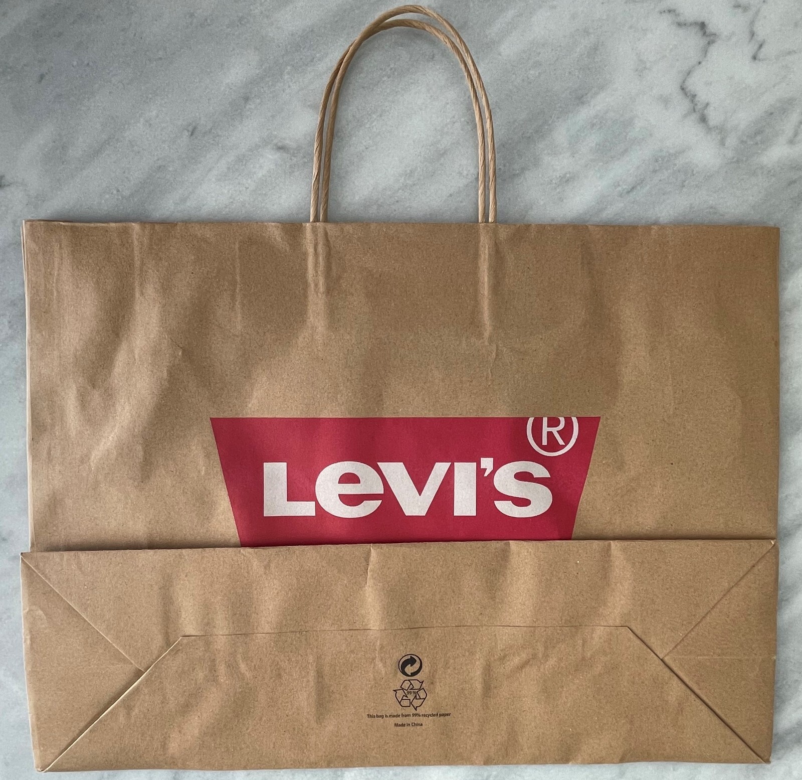 Levi's Paper Bag Shopping Carry Craft Brown Bag with Handles 30x42x13cm ...
