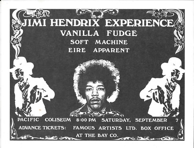 JIMI HENDRIX Vanilla Fudge Soft Machine ORIGINAL HANDBILL FLYER ...
