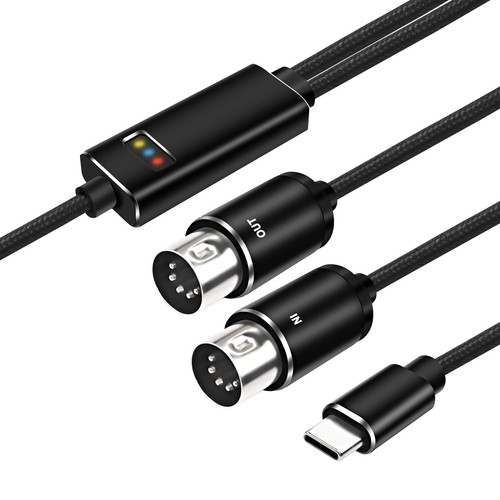 MIDI to USB C Type-C Interface Cable Adapter 5 Pin MIDI to Type-C Input ...