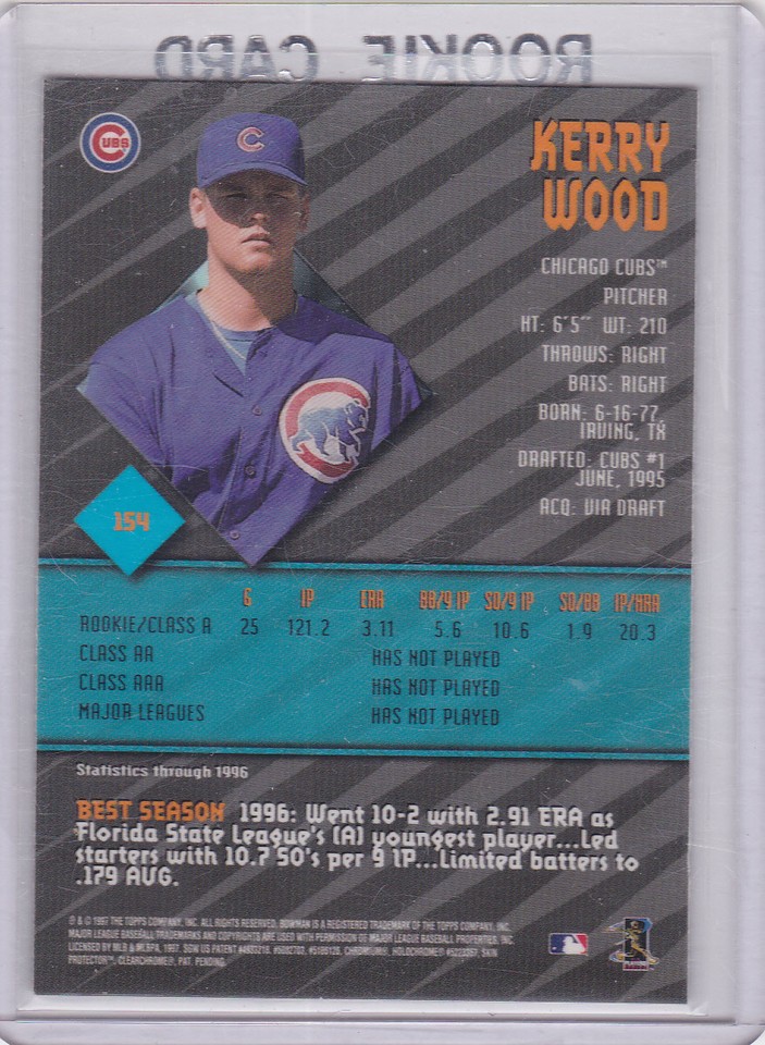 Kerry Wood RC Chicago Cubs 1997 Bowman's Best BASEBALL ROOKIE CARD | eBay