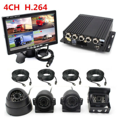 7" Car LCD Monitor＋H.264 Car DVR MDVR Video Recorder＋4X Camera For ...