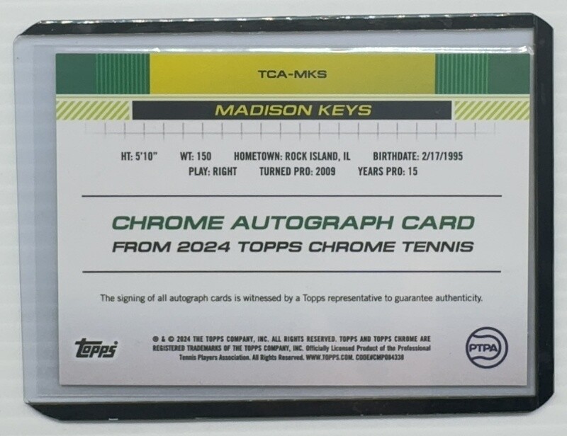 2024 Topps Chrome Tennis Madison Keys Orange Refractor Auto Autograph ...