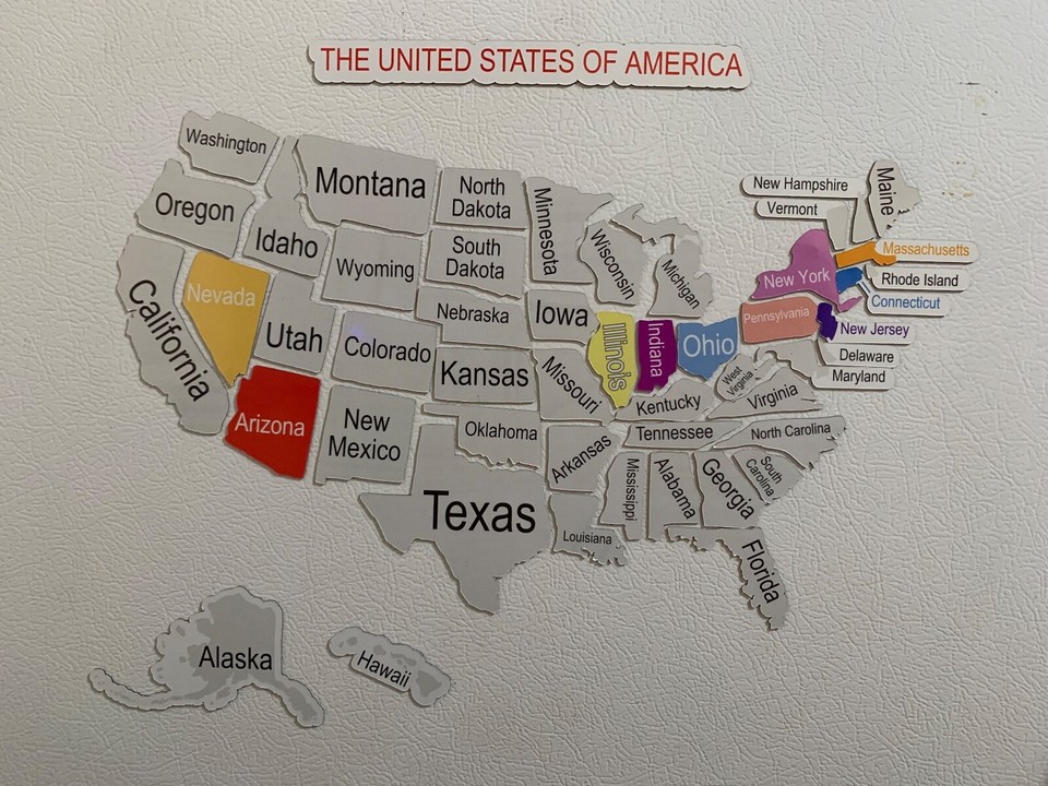 US Map Refrigerator Magnet (All 50 States) w/ Gray Fillers | eBay