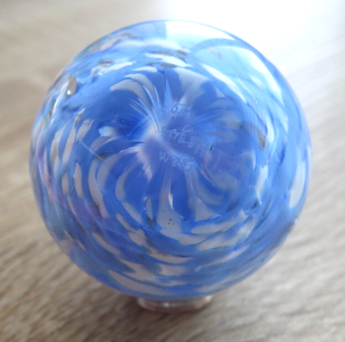 SAMMY Sam Hogue Handmade marble 1 1/2" Blue White Swirls Gold Silver ...